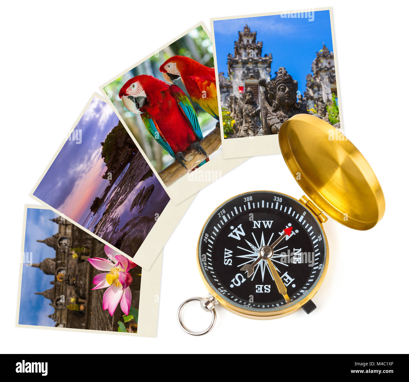 Bali Indonesia travel images (my photos) and compass Stock Photo - Alamy