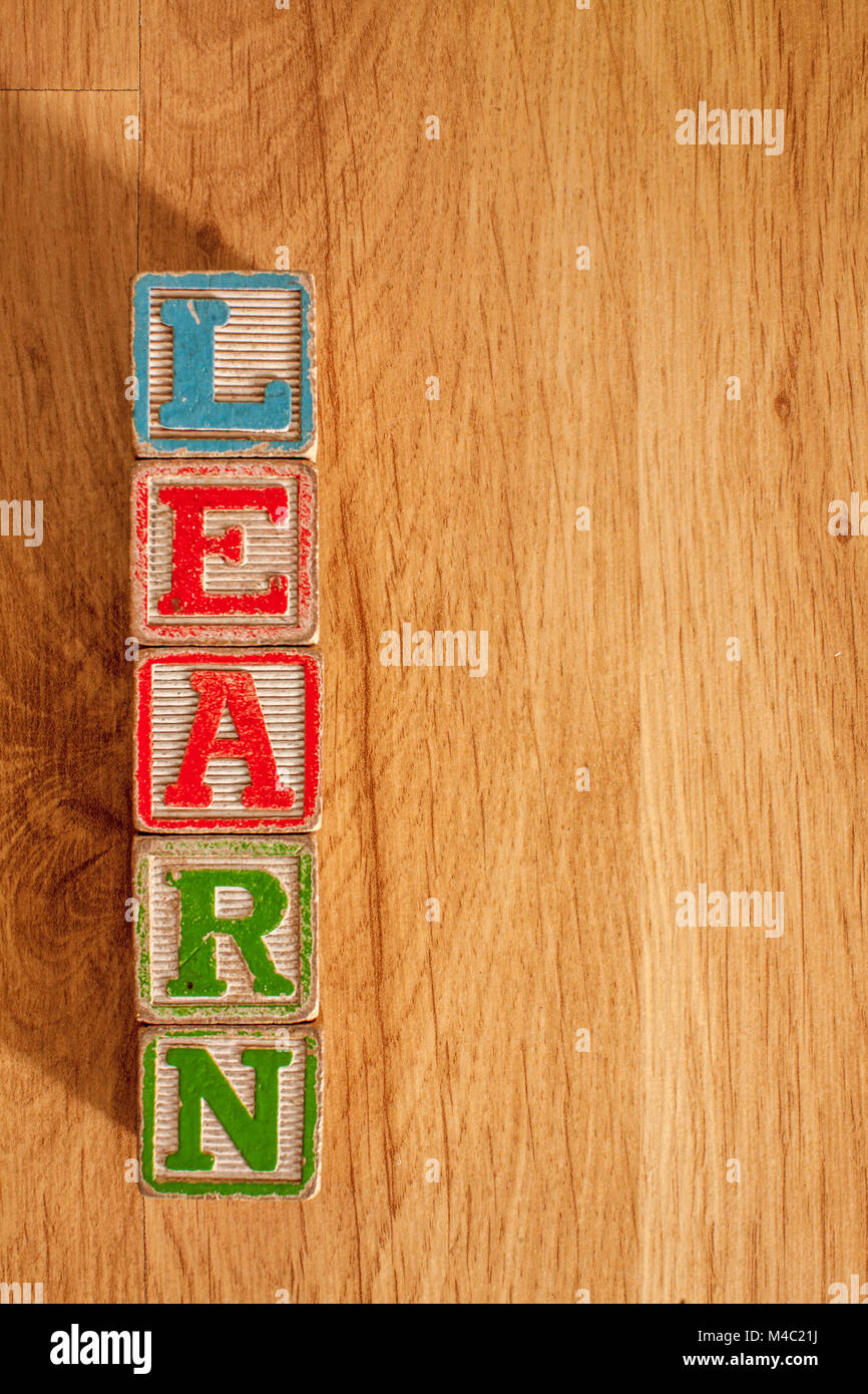 Wooden Toy Blocks Spell Learn Stock Photo - Alamy