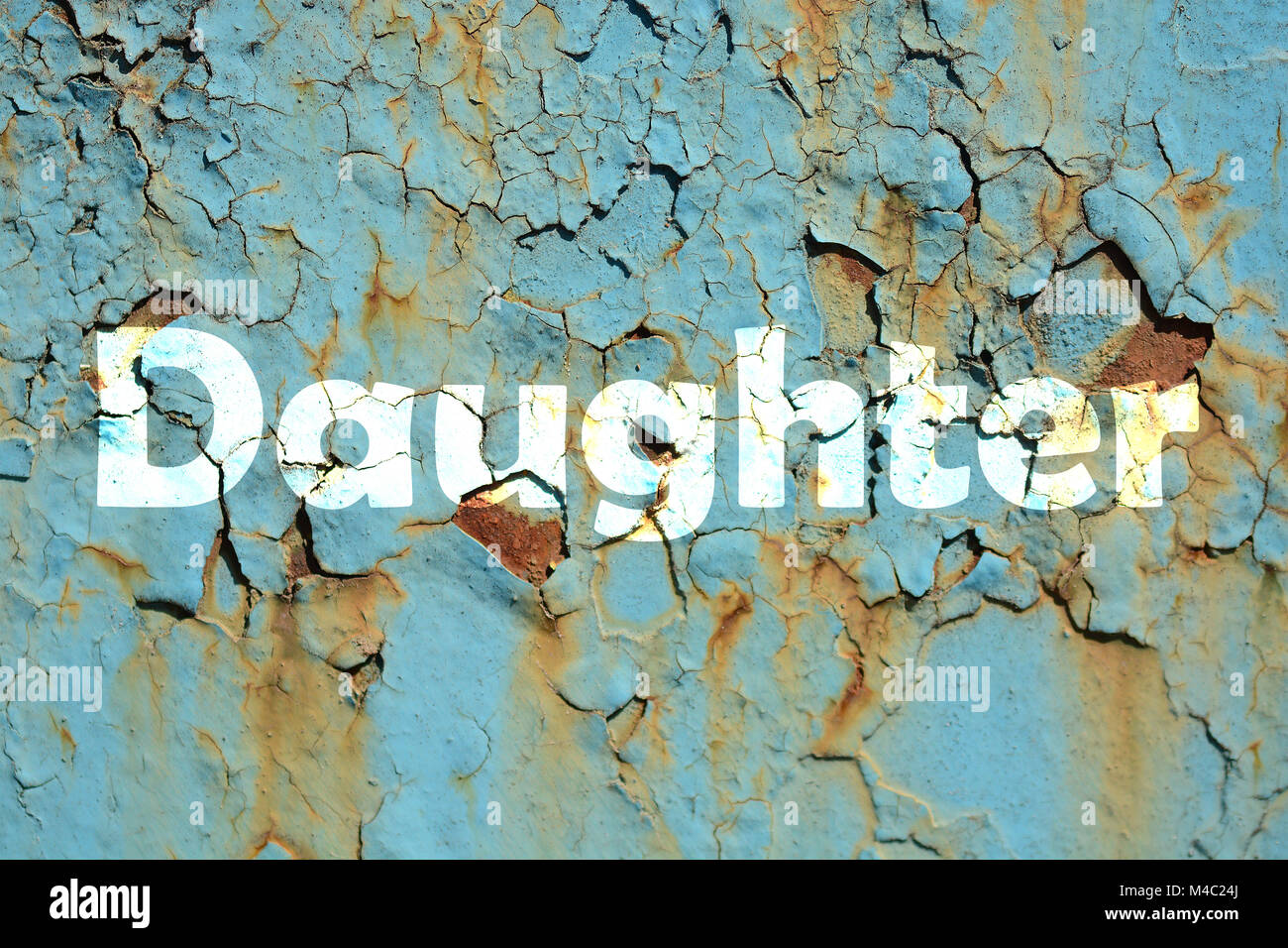 daughter word print on the grunge metallic wall Stock Photo - Alamy
