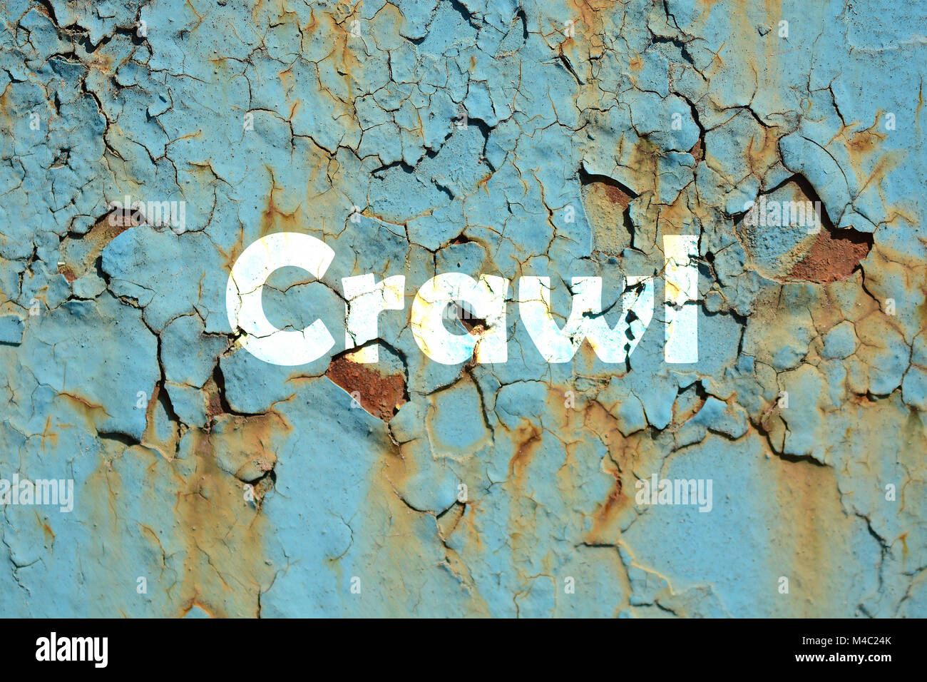 crawl word print on the grunge metallic wall Stock Photo - Alamy