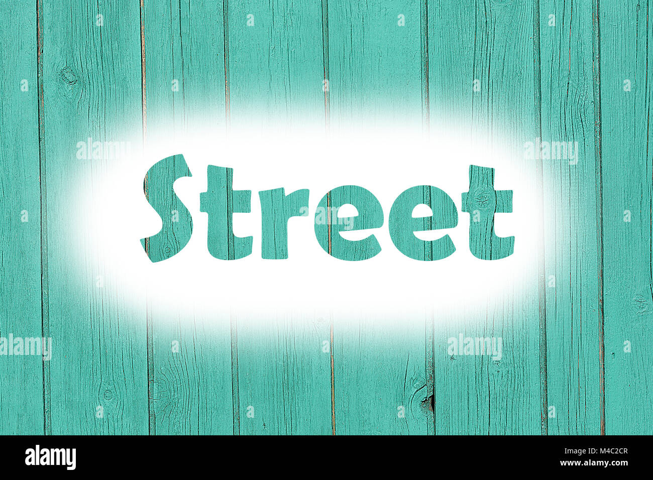 street word print on the grunge wooden plate Stock Photo - Alamy