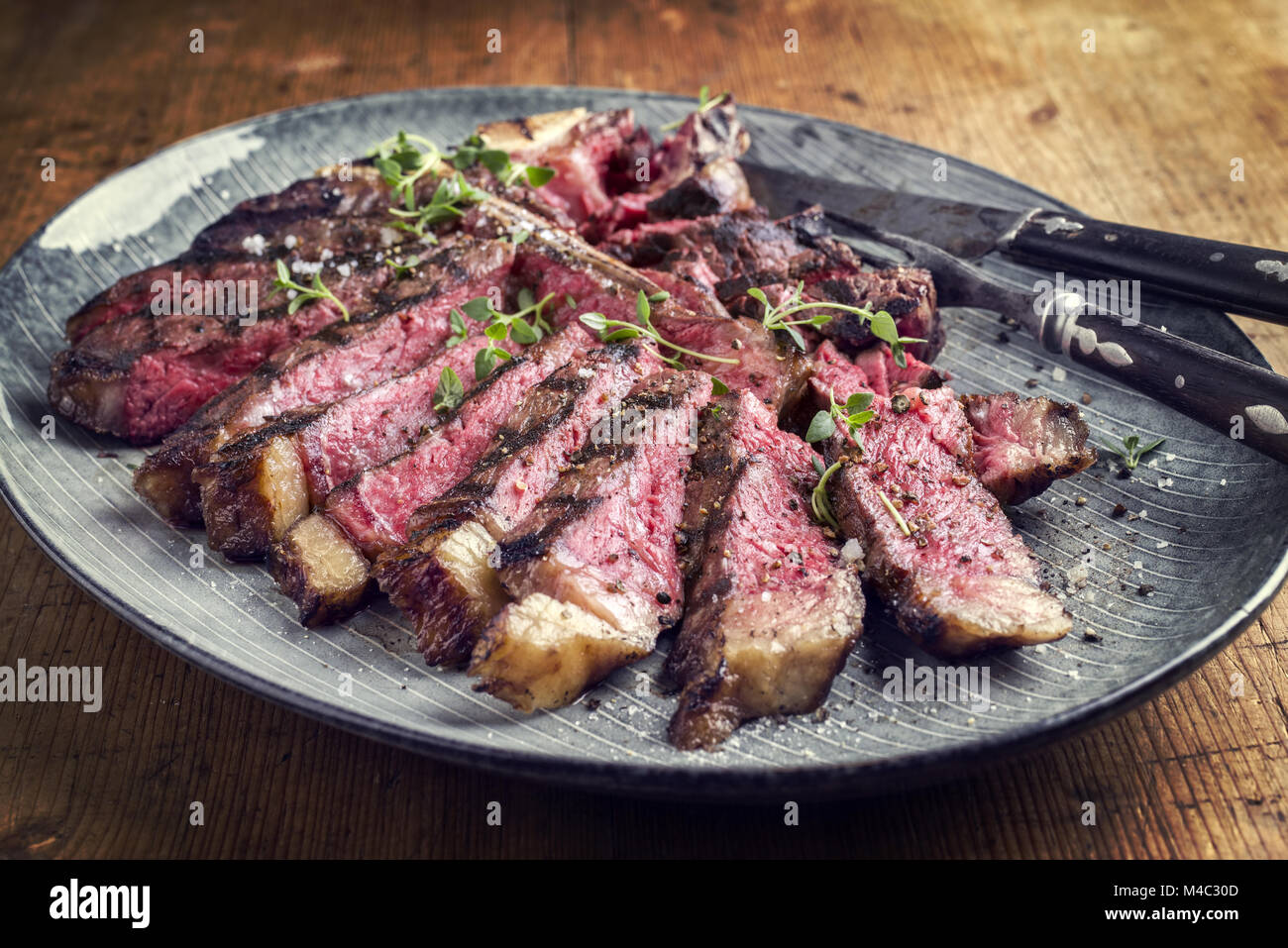 Wagyu T-Bone Steak on Plate Stock Photo - Alamy