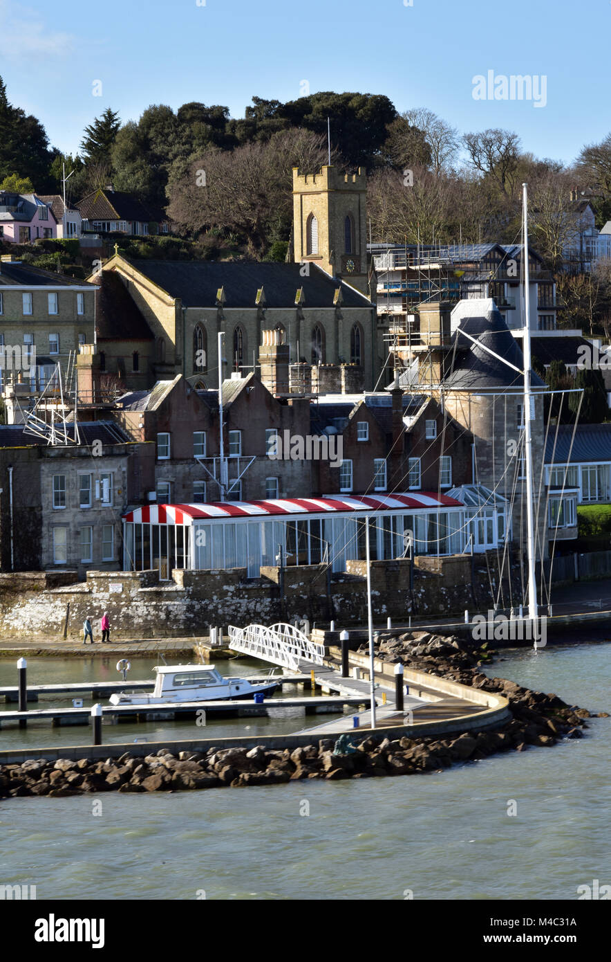 the royal yacht squadron on the seafront or waterfront at cowes on the ...