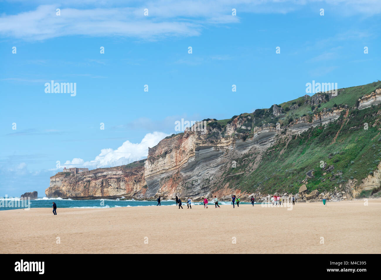 Main beach in Nazare, a surfing paradise town Stock Photo - Alamy