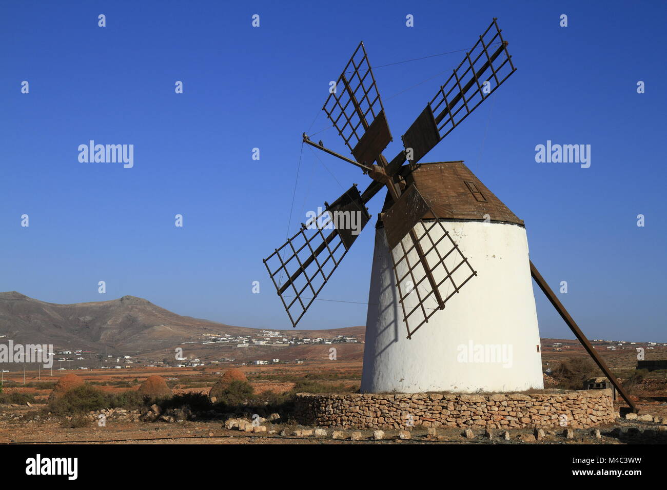 Round stone windmill on Fuerteventura Stock Photo - Alamy