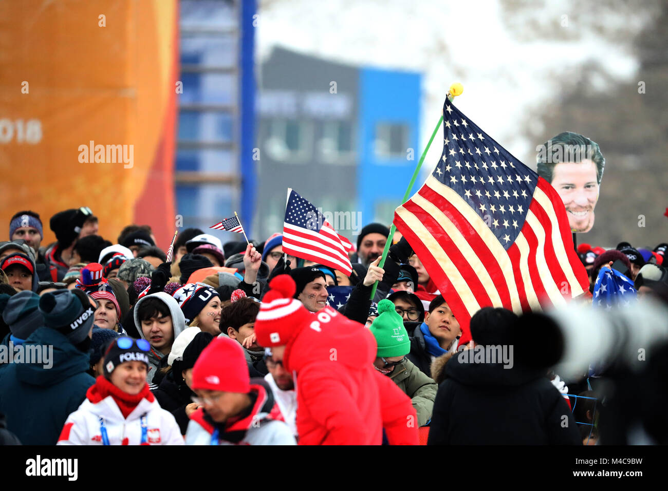 February 14, 2018 - PyeongChang, South Korea - Fans during Snowboard ...