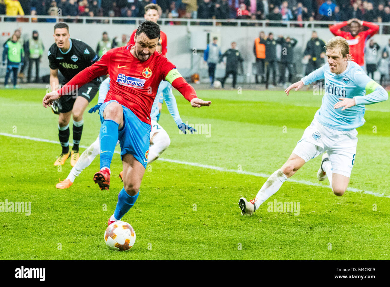 February 16, 2018: Constantin Budescu #11 (FCSB Bucharest) and Dusan ...