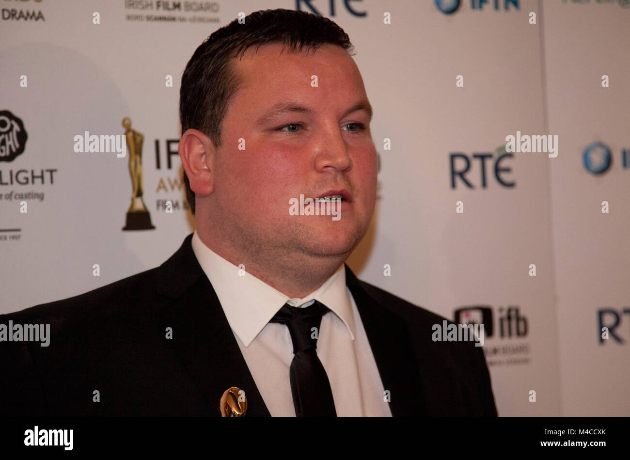 Dublin, Ireland. 15th February, 2018. John Connors, awarded Best Actor ...