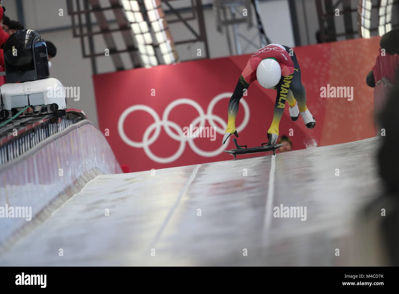 Anthony WATSON (JAM) competes in Heat One of the Men's Skeleton event ...