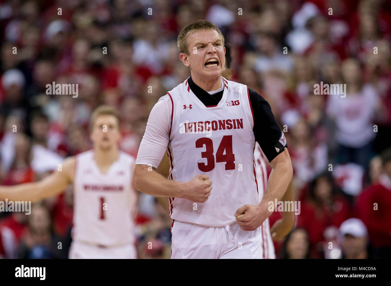 Madison, WI, USA. 15th Feb, 2018. Wisconsin Badgers guard Brad Davison ...