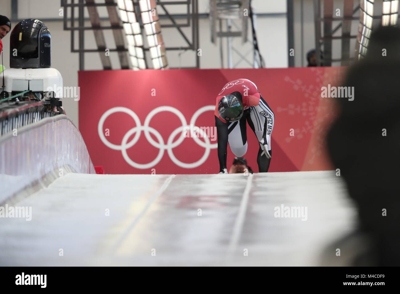 Rhys THORNBURY (NZL) competes in Heat One of the Men's Skeleton event ...
