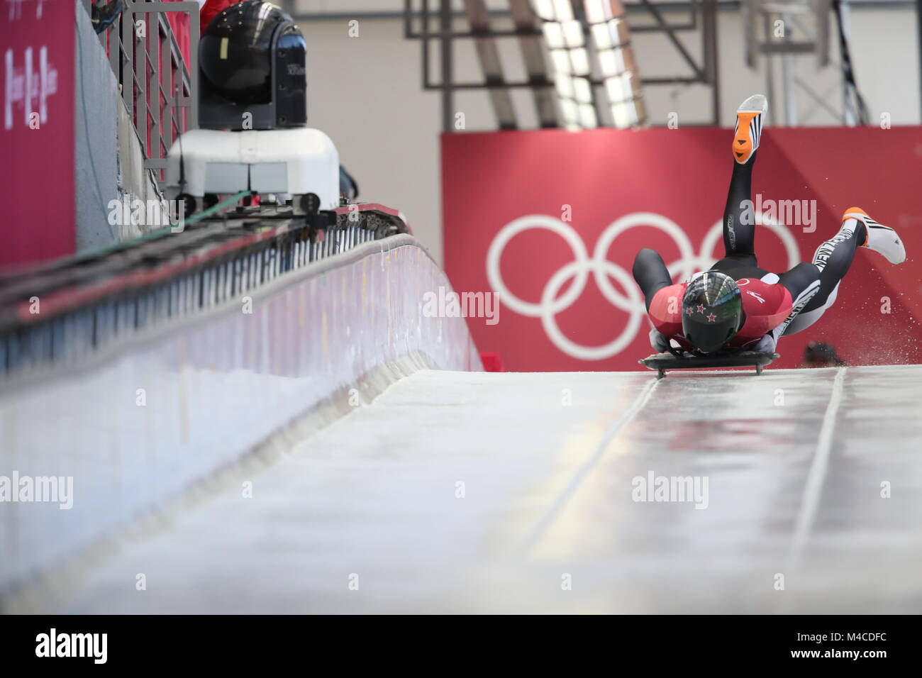 Rhys THORNBURY (NZL) competes in Heat One of the Men's Skeleton event ...