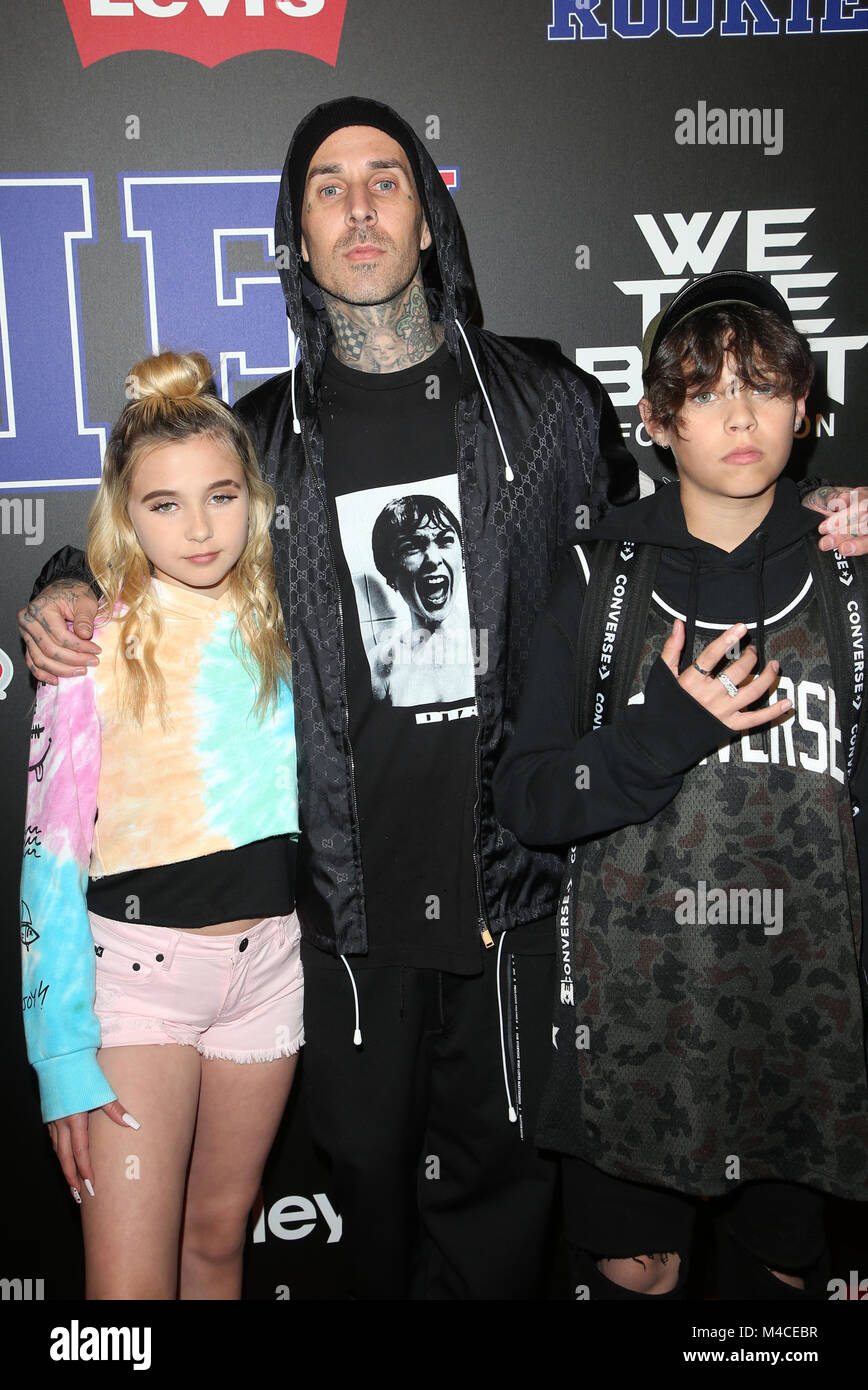 Los Angeles, Ca, USA. 15th Feb, 2018. Travis Barker with children ...
