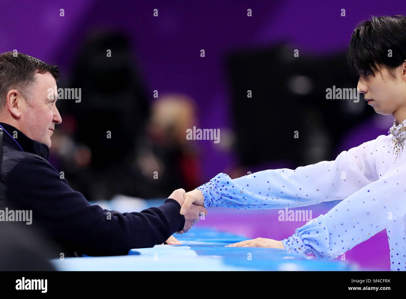 Gangneung, South Korea. 16th Feb, 2018. (L-R) Brian Orser, Yuzuru Hanyu ...