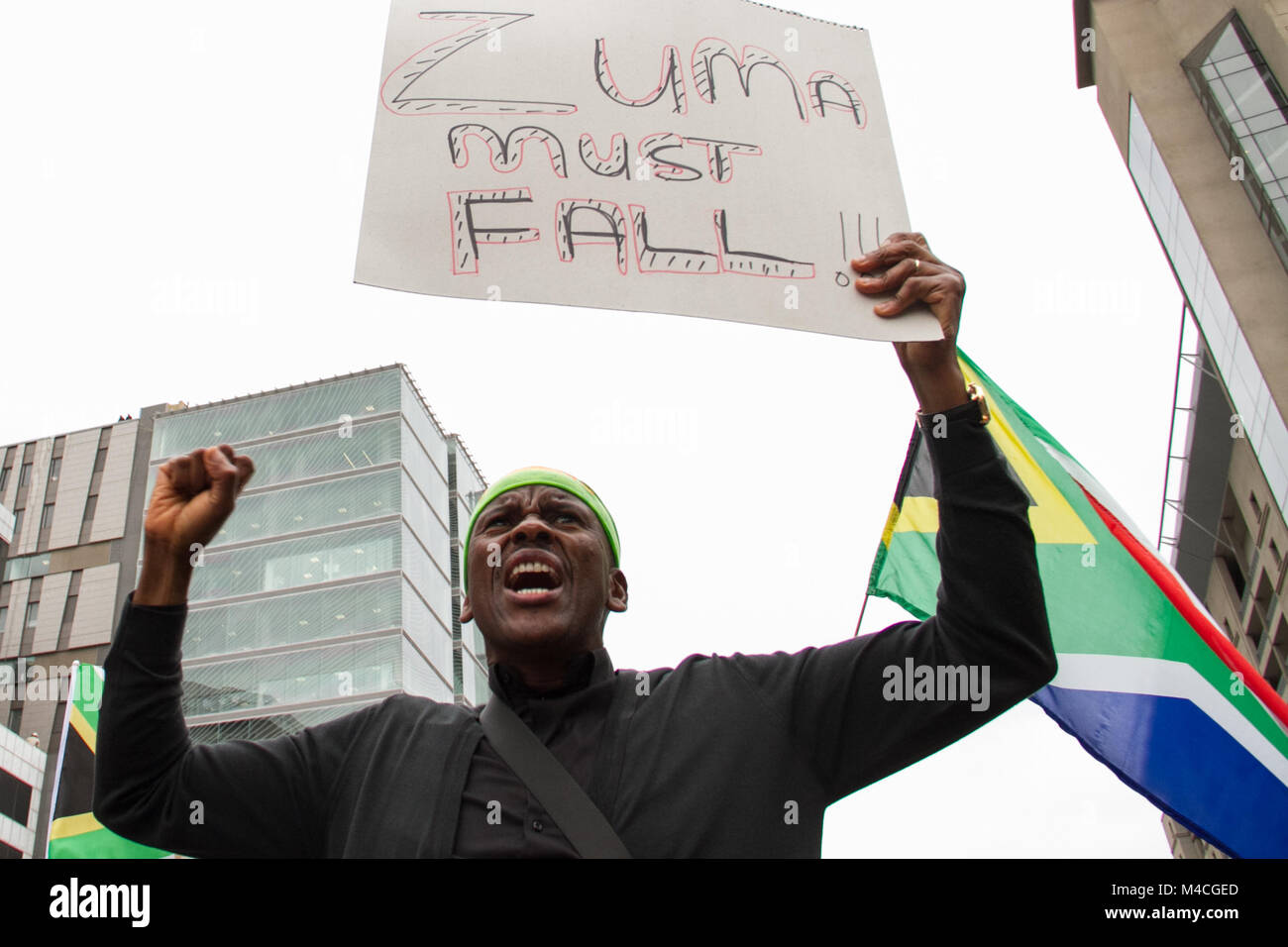 Johannesburg, South Africa. 7th Apr, 2017. A protester seen holding a ...