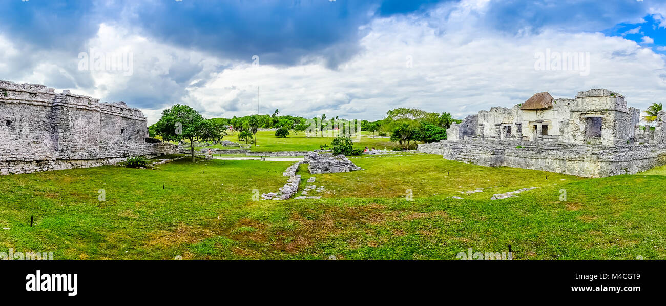 Beautiful panoramic view of Mayan Ruins of Tulum. Tulum Archaeological ...