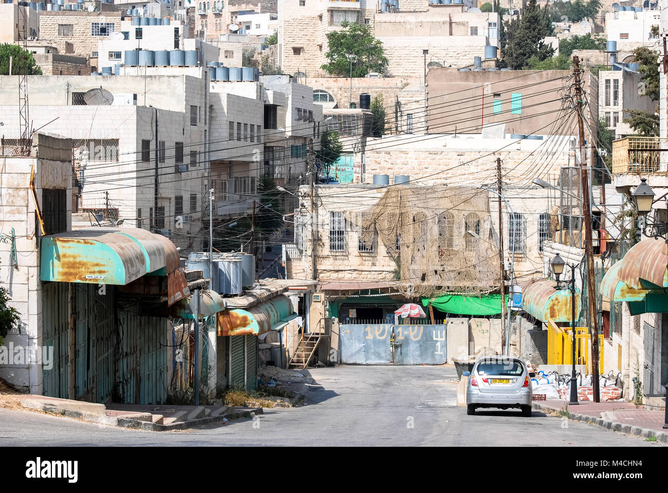 HEBRON, ISRAEL - AUGUST 04, 2010: Horizontal picture of roadblock ...