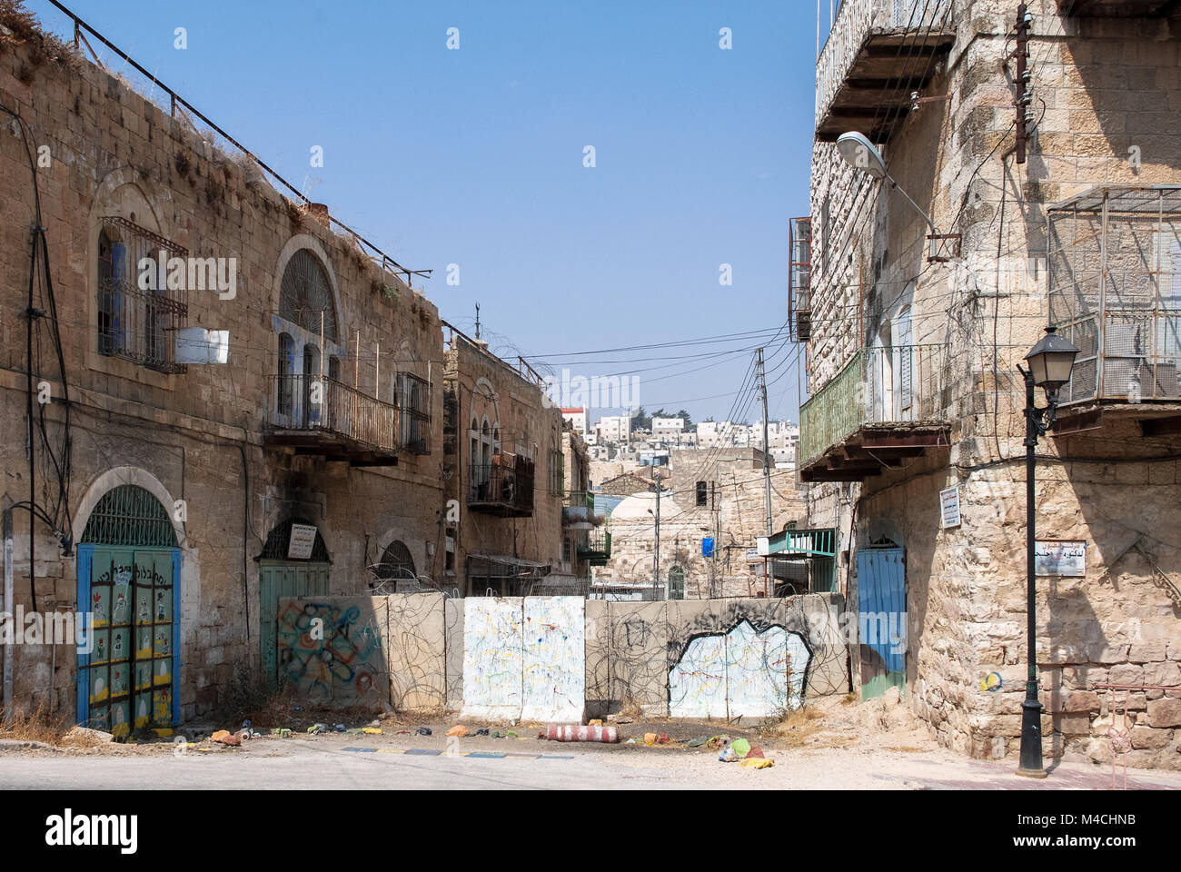 HEBRON, ISRAEL - AUGUST 04, 2010: Horizontal picture of roadblock in ...