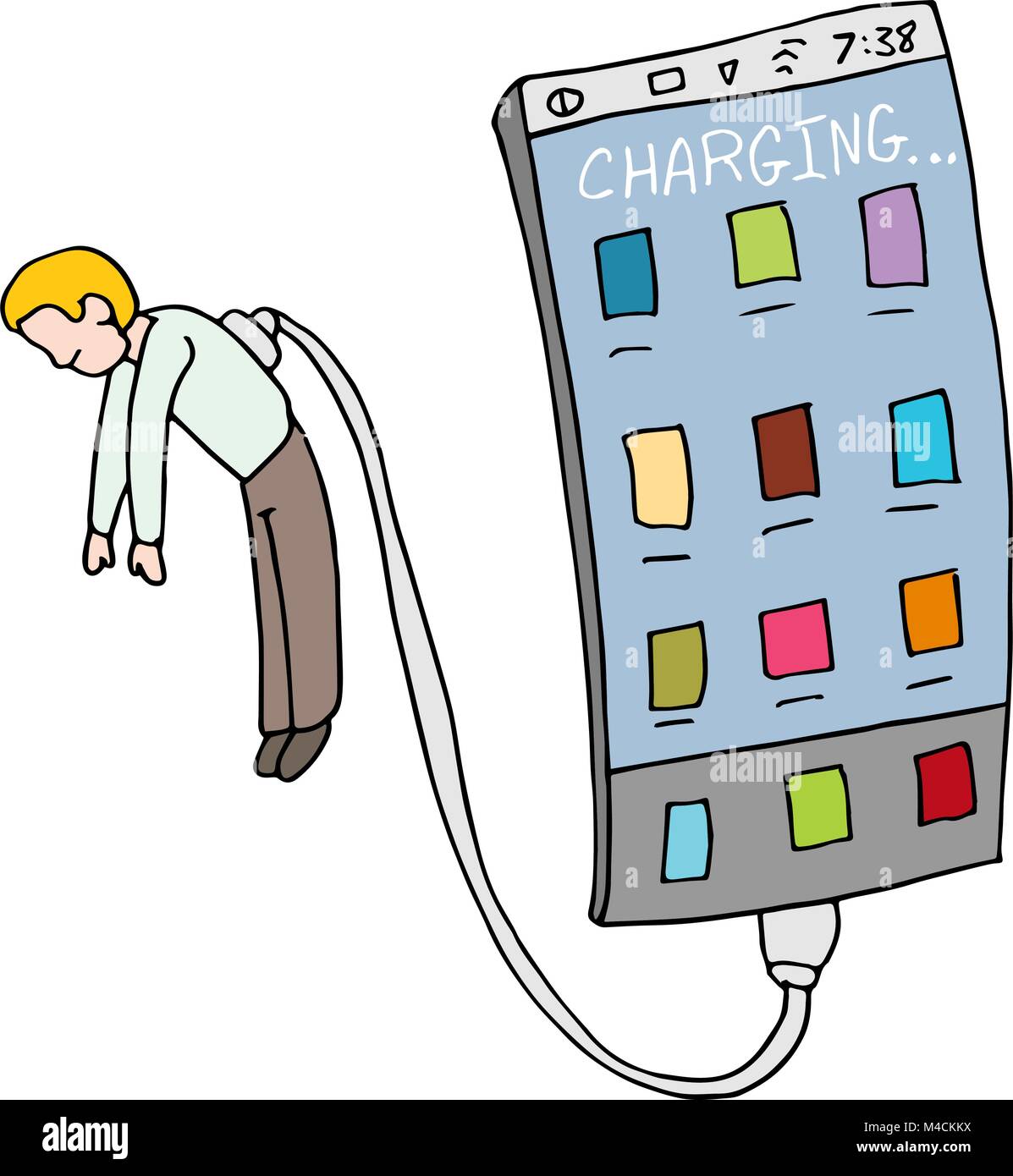 An image of a Phone Draining Energy From Man Stock Vector Image & Art ...