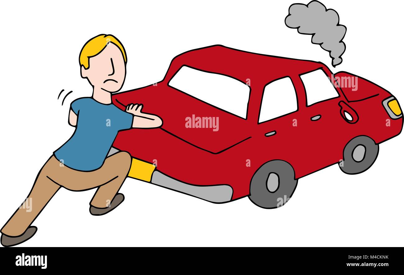 Pushing A Car Cartoon