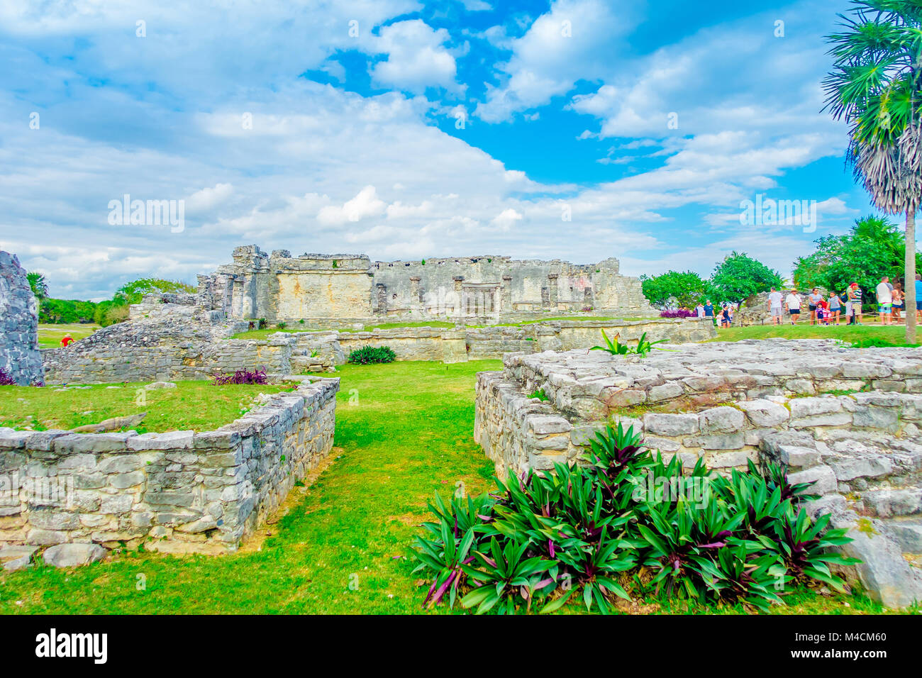 TULUM, MEXICO - JANUARY 10, 2018: Unidentified people walking in Temple ...