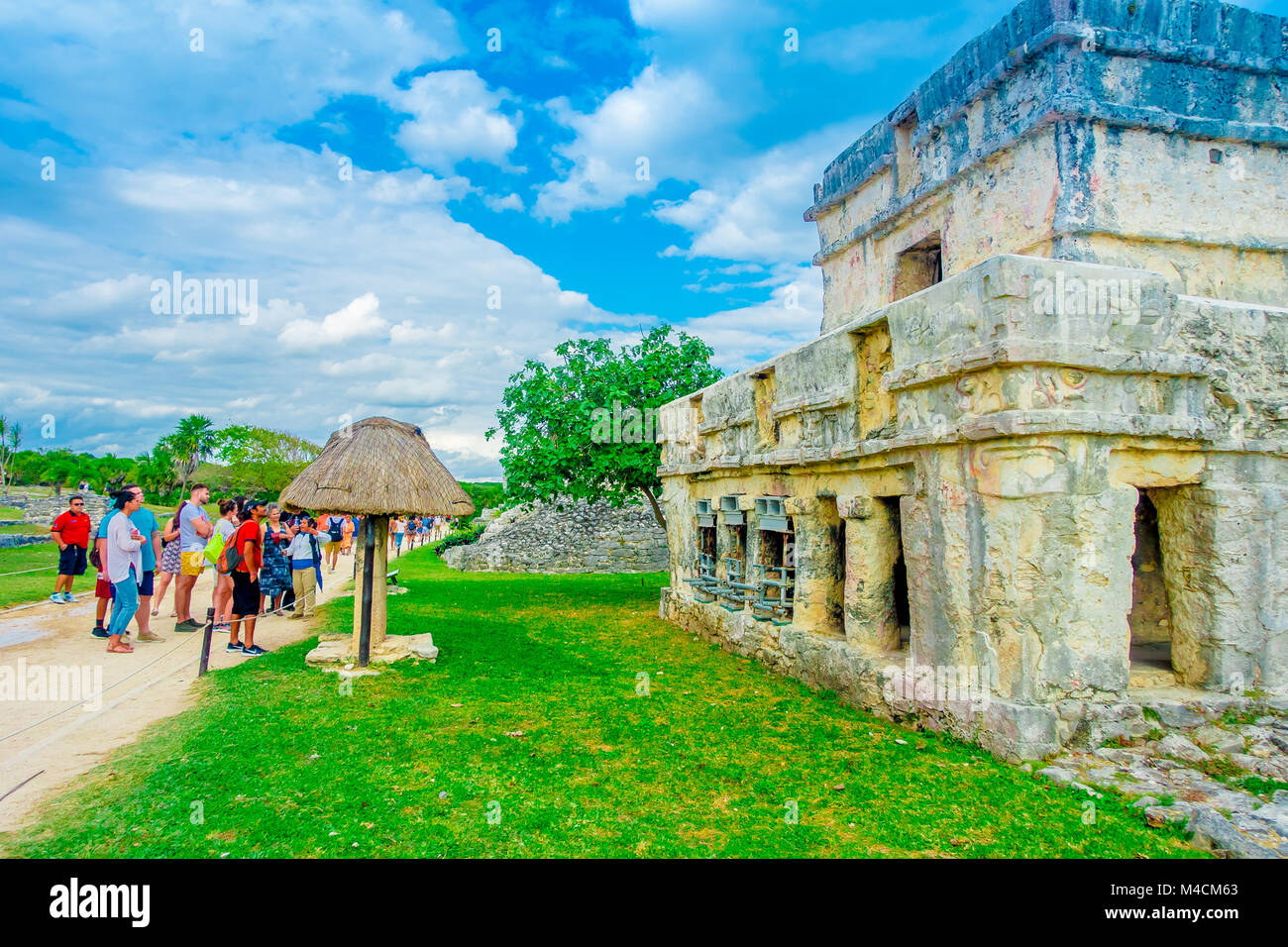TULUM, MEXICO - JANUARY 10, 2018: Unidentified people walking and ...