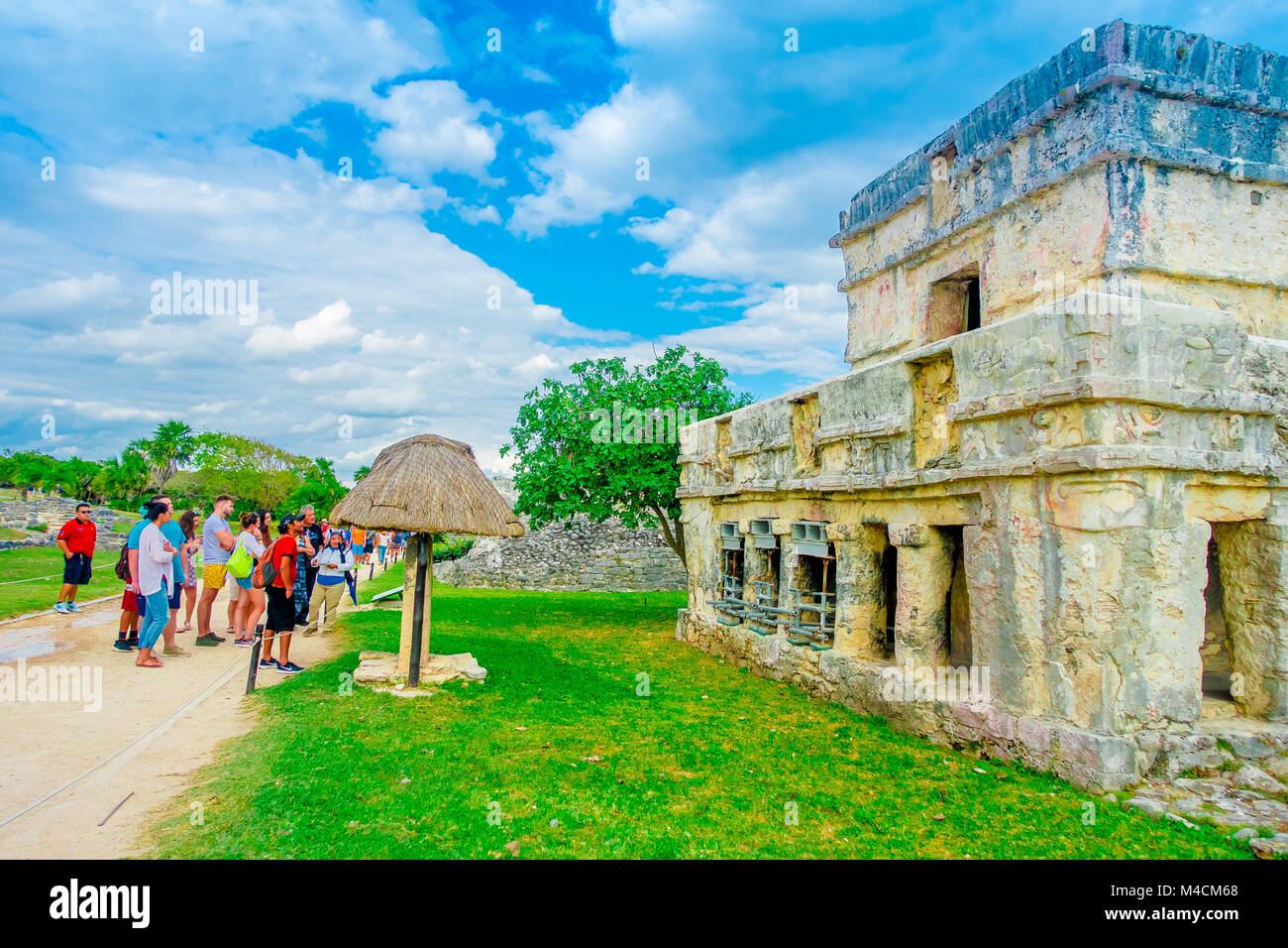 TULUM, MEXICO - JANUARY 10, 2018: Unidentified people walking and ...