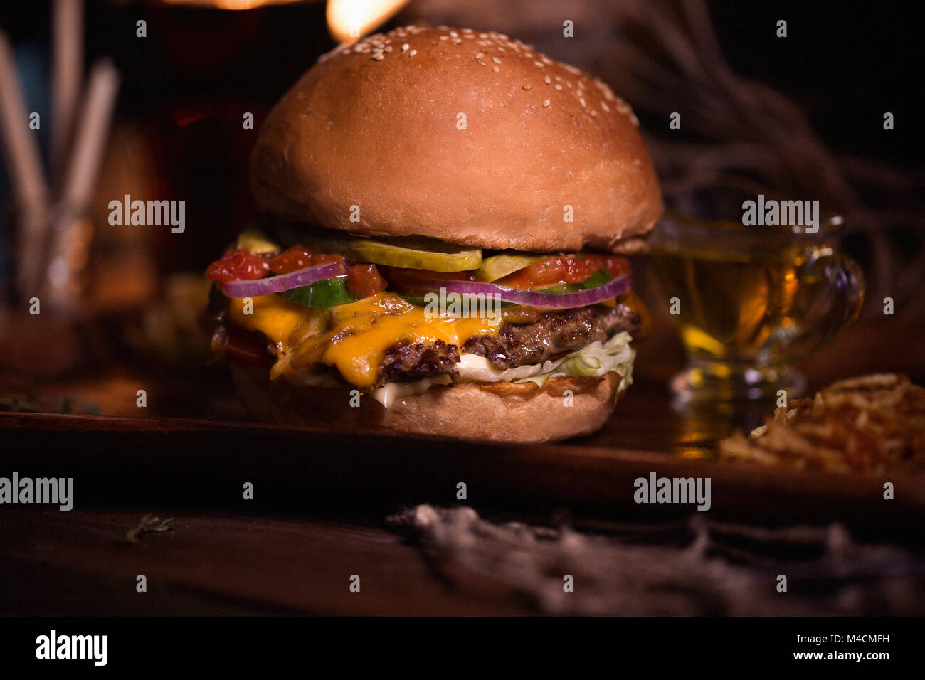 Burger food photo. Street food. Fresh tasty grilled beef hamburger ...