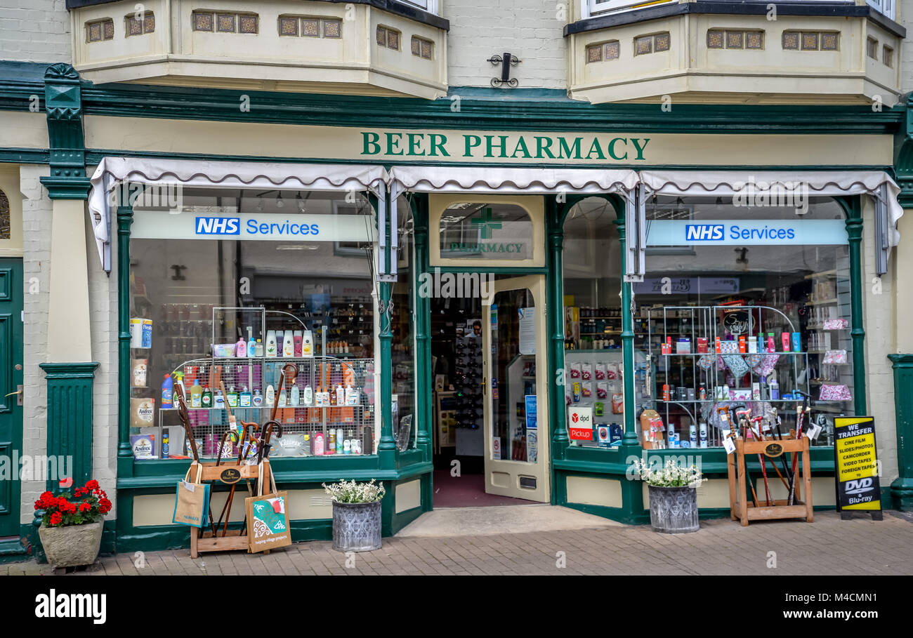 Beer Parmacy, Fore Street, Beer , Seaton, Devon, England, UK Stock ...