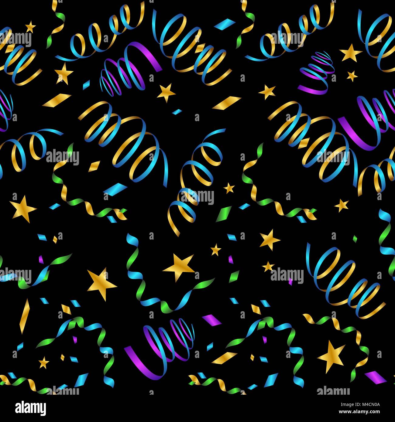 An image of a Confetti streamers and stars Pattern Stock Vector Image ...