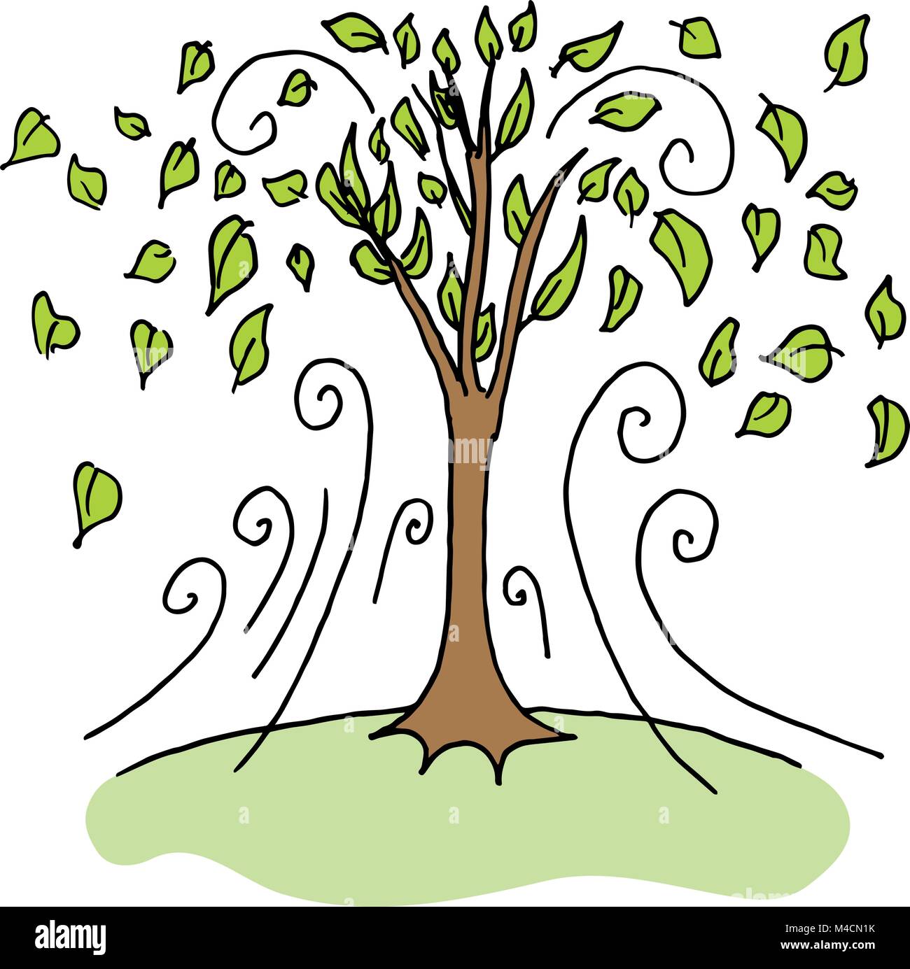 Windy trees blowing Stock Vector Images - Alamy