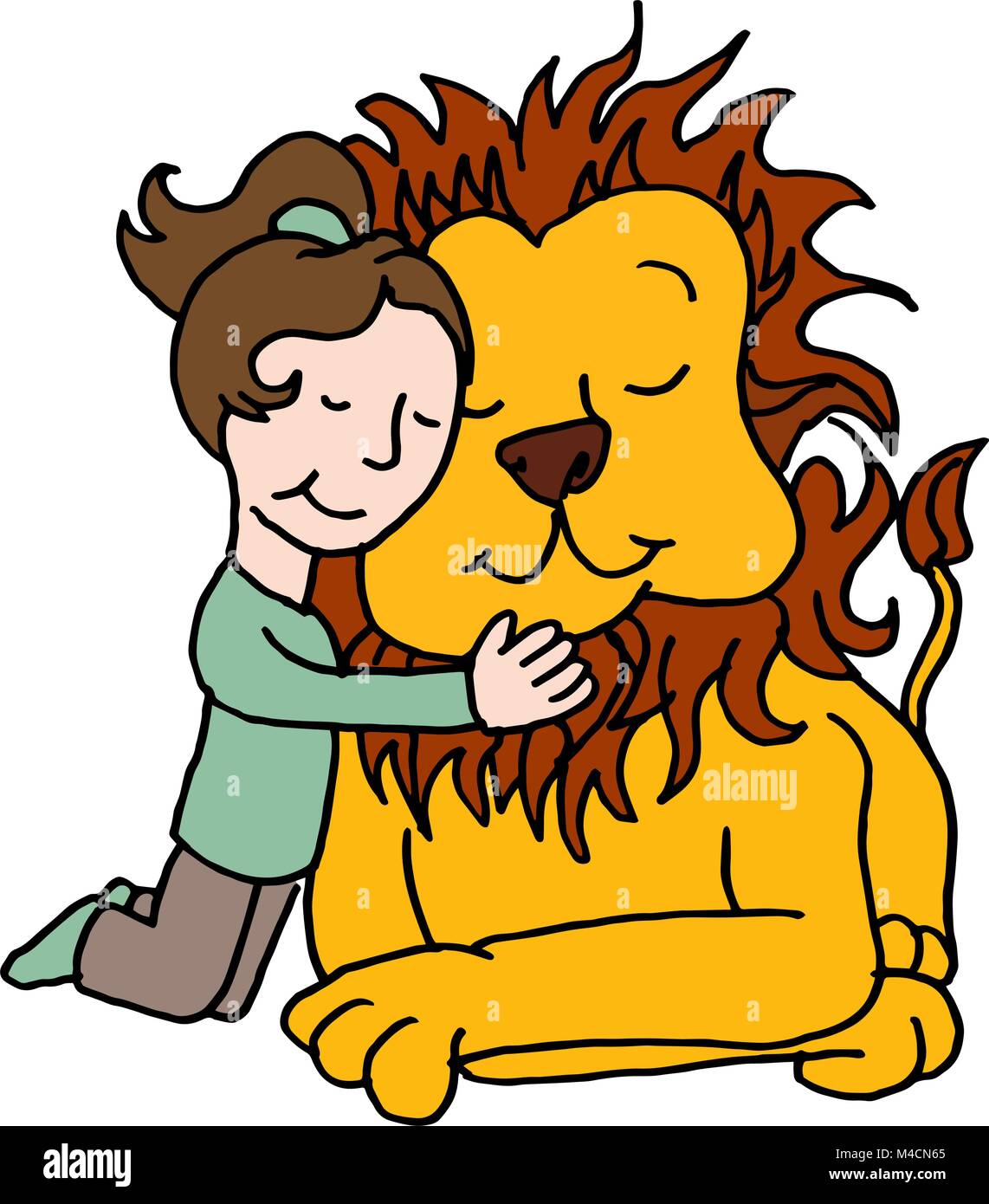 An image of a girl hugging lion Stock Vector Image & Art - Alamy