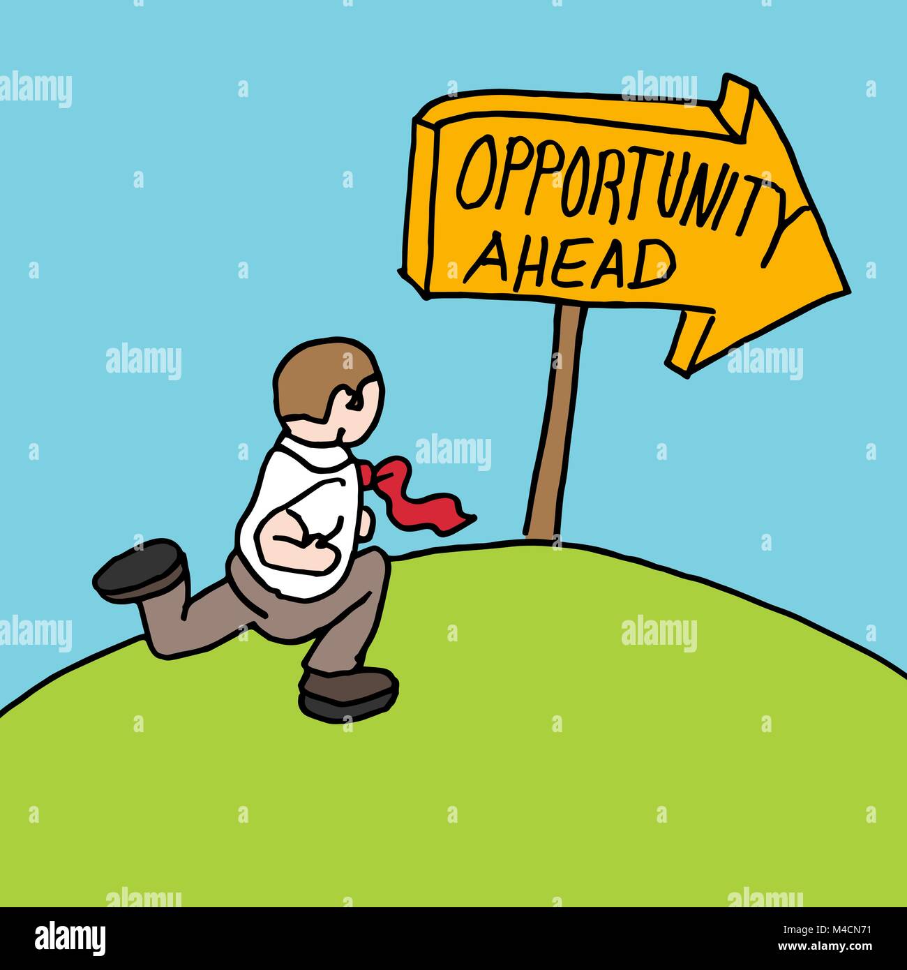 An image of a man following opportunity ahead sign Stock Vector Image ...