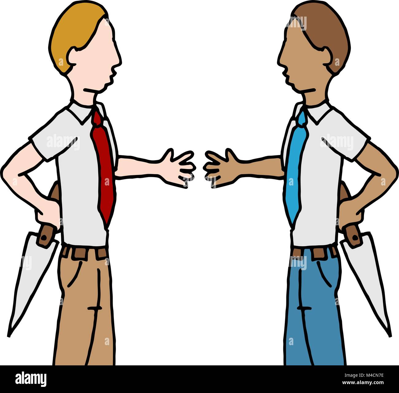 An image of a businessman and shake back stabbing Stock Vector Image ...