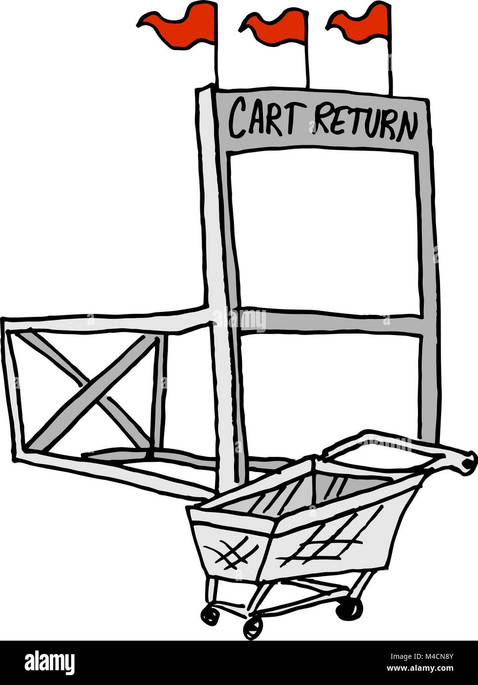 An image of a shopping market cart return station Stock Vector Image ...