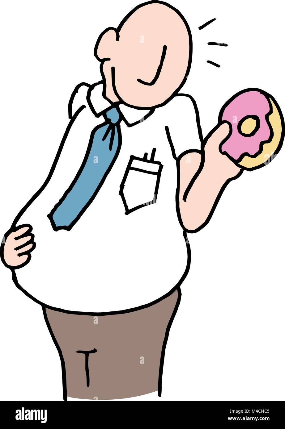 An image of a Overweight employee eating too many office snacks Stock ...