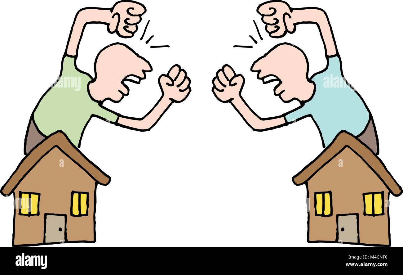 An image of a Neighbors fighting Stock Vector Image & Art - Alamy