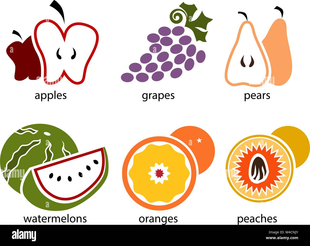 An image of a fruit food set Stock Vector Image & Art - Alamy