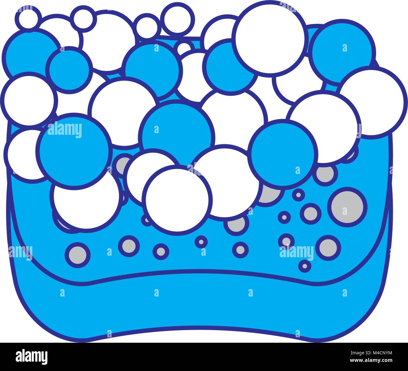sponge bubbles foam soap clean vector illustration blue and gray design ...