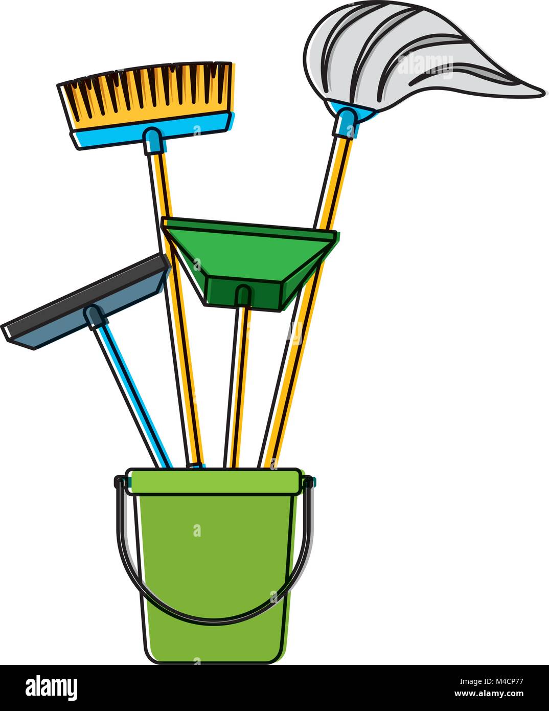 cleaning objects plastic bucket full of janitor cleaning helpful vector ...