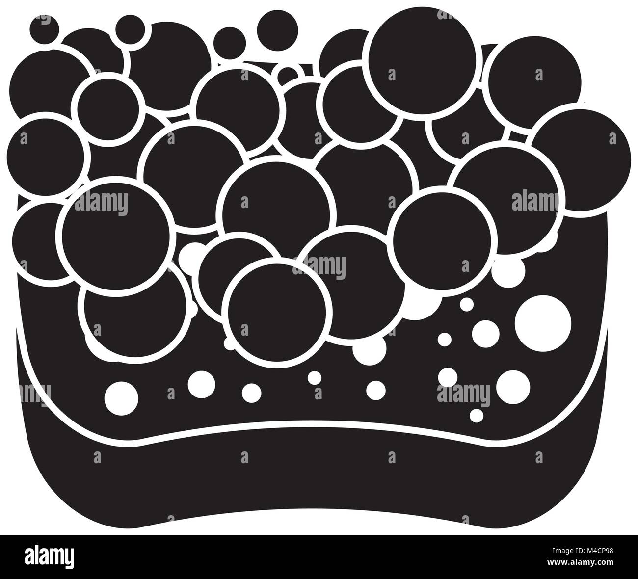 sponge bubbles foam soap cleaning vector illustration black and white ...