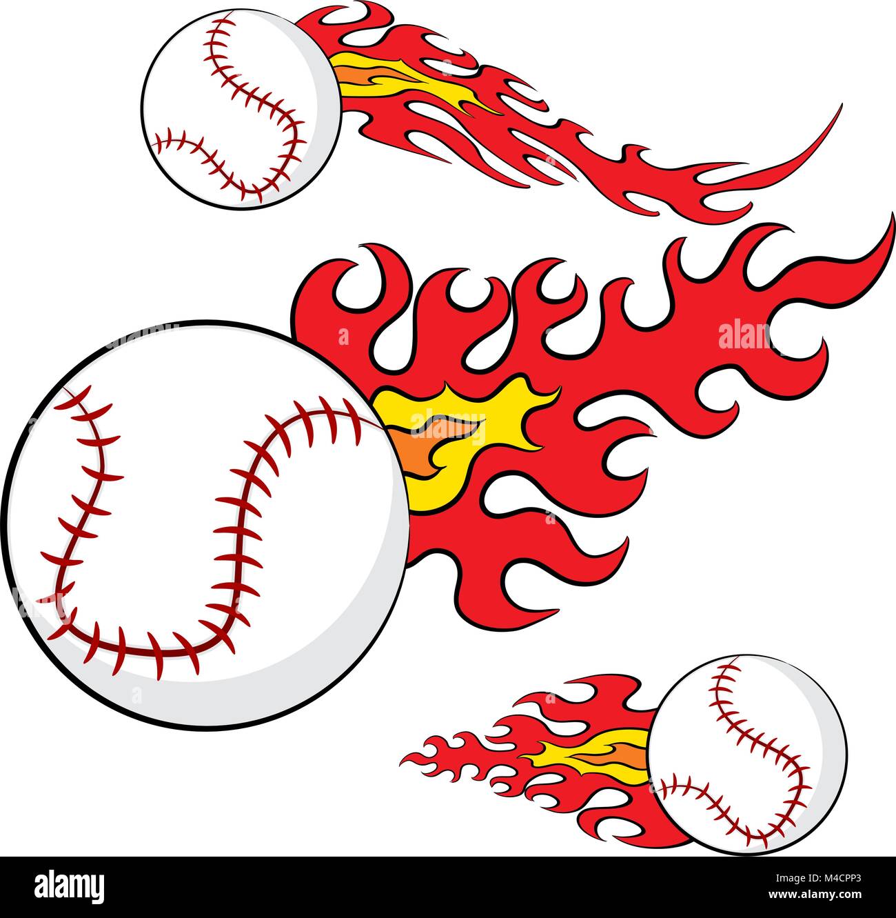 An image of an abstract set of baseballs with flames Stock Vector Image ...