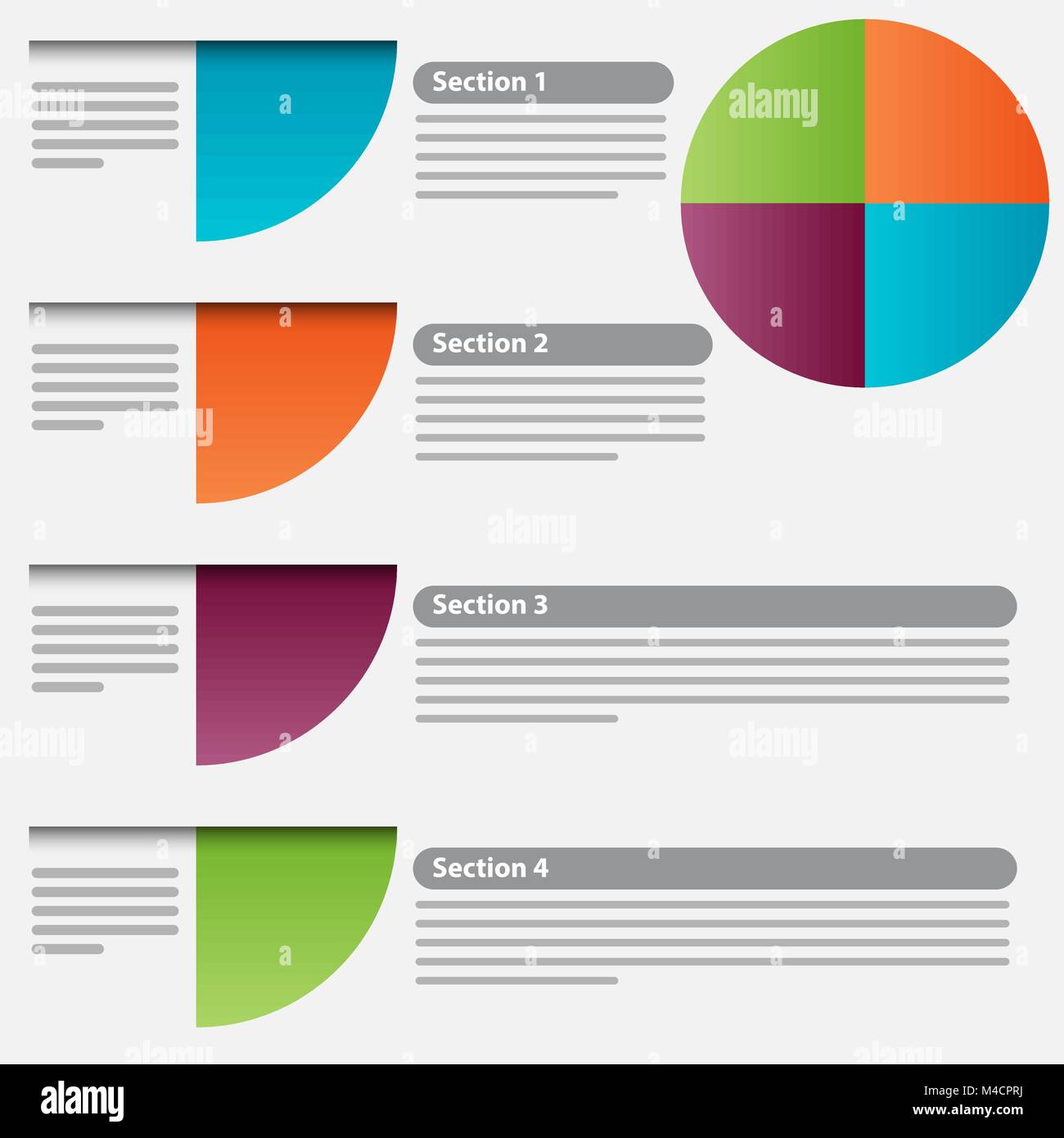 An image of a labeled pie chart section icon set Stock Vector Image ...