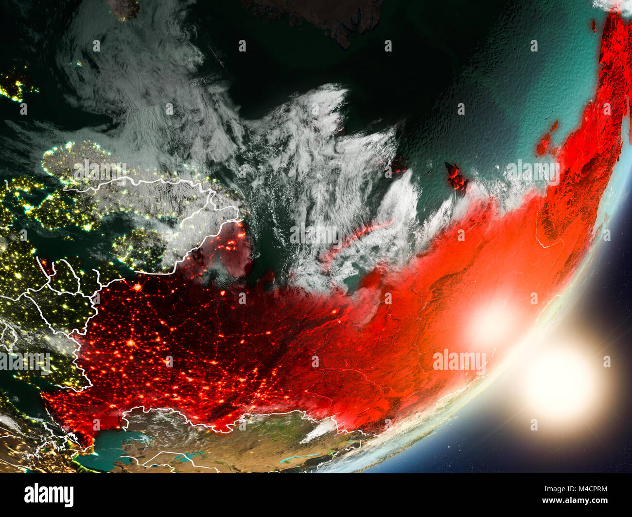 Russia from space with highly detailed surface textures and visible ...
