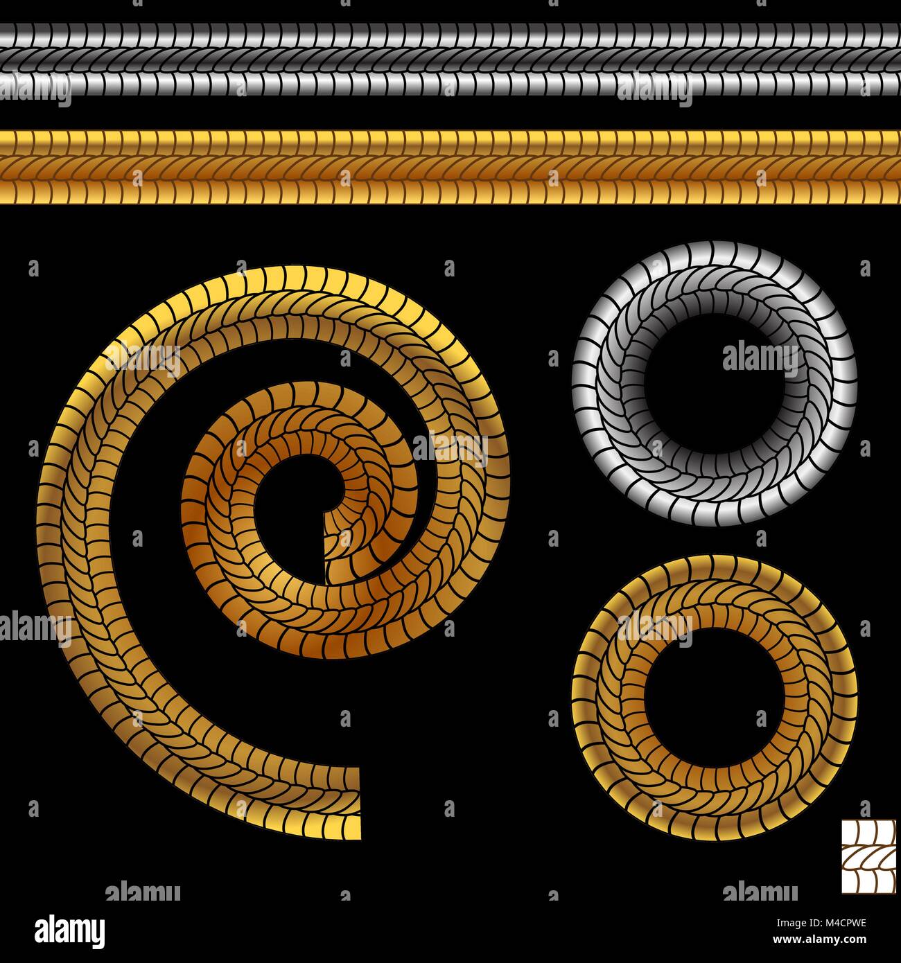 An image of a repeating gold and silver rope pattern icon set Stock ...