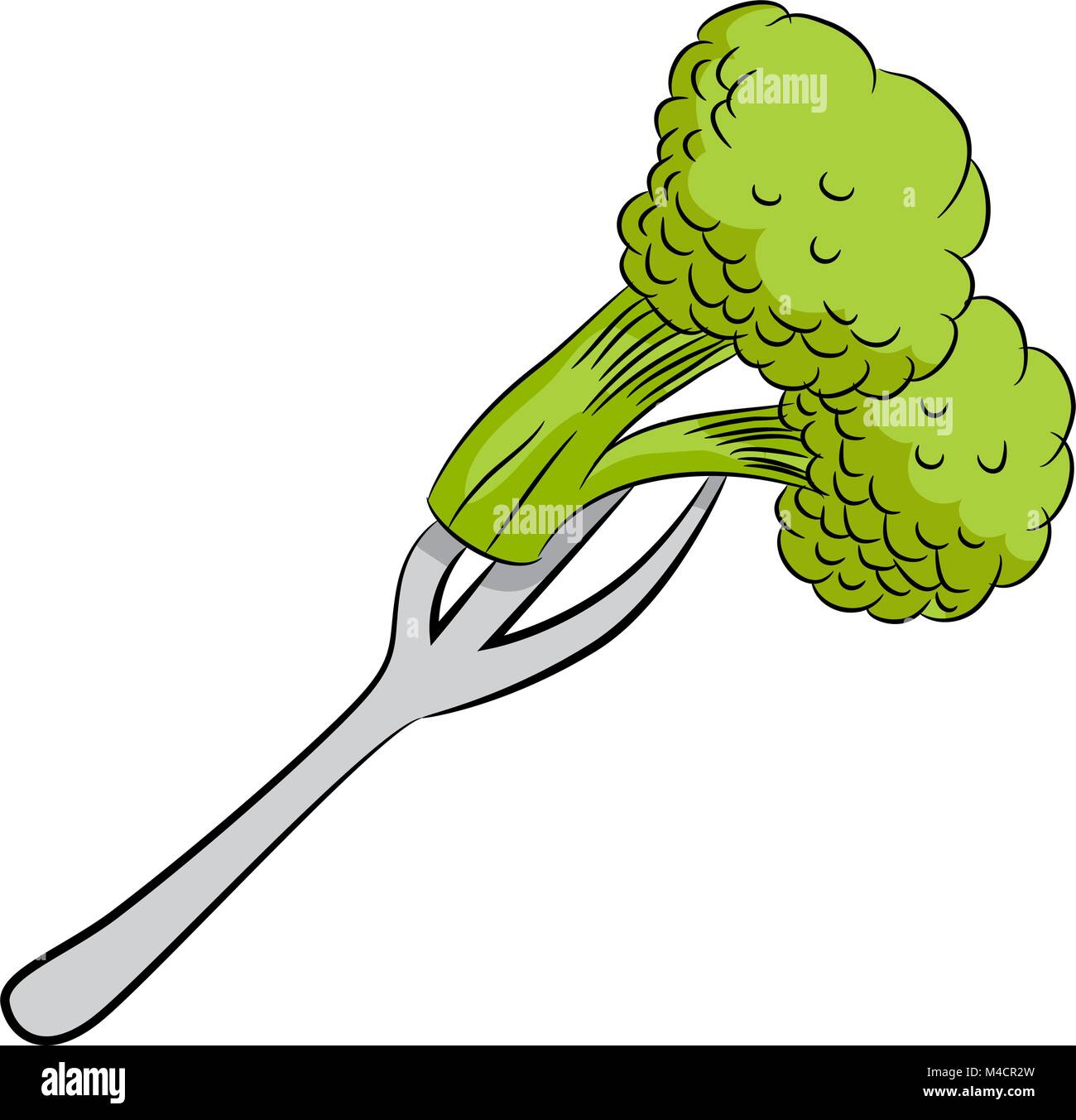An image of a cartoon broccoli on a fork Stock Vector Image & Art - Alamy