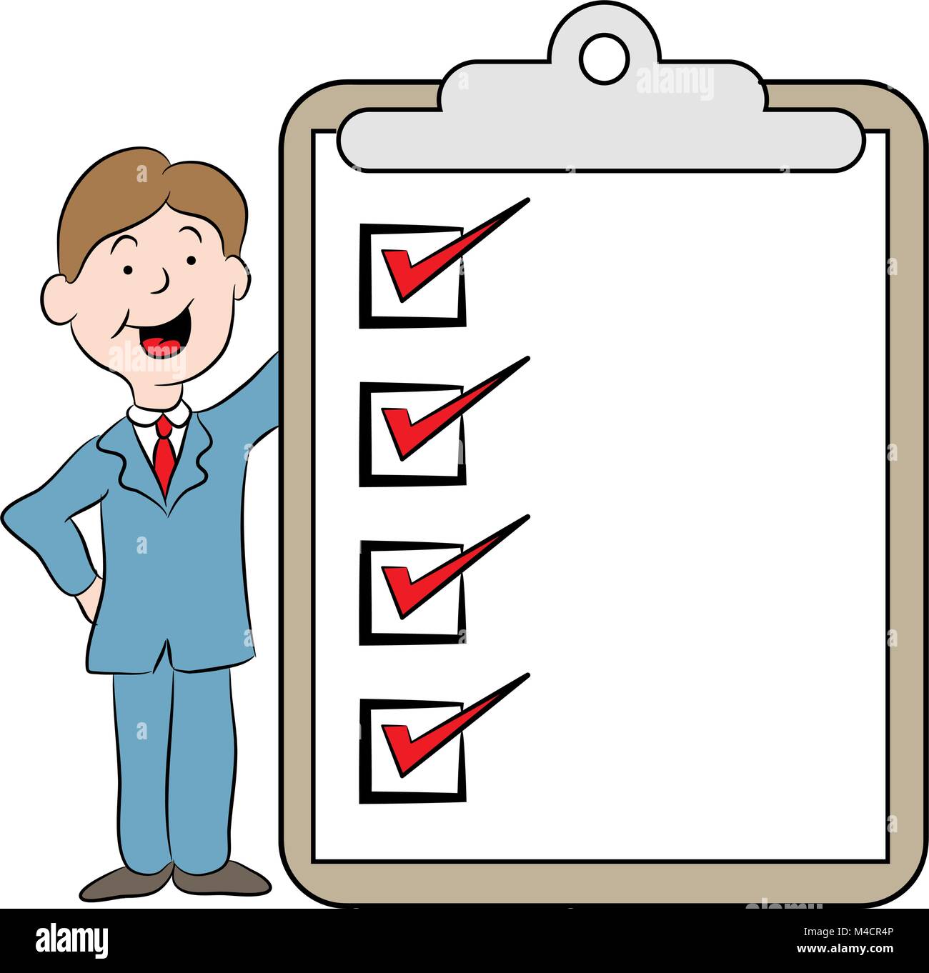 An image of a cartoon with man and checklist on a clipboard Stock ...