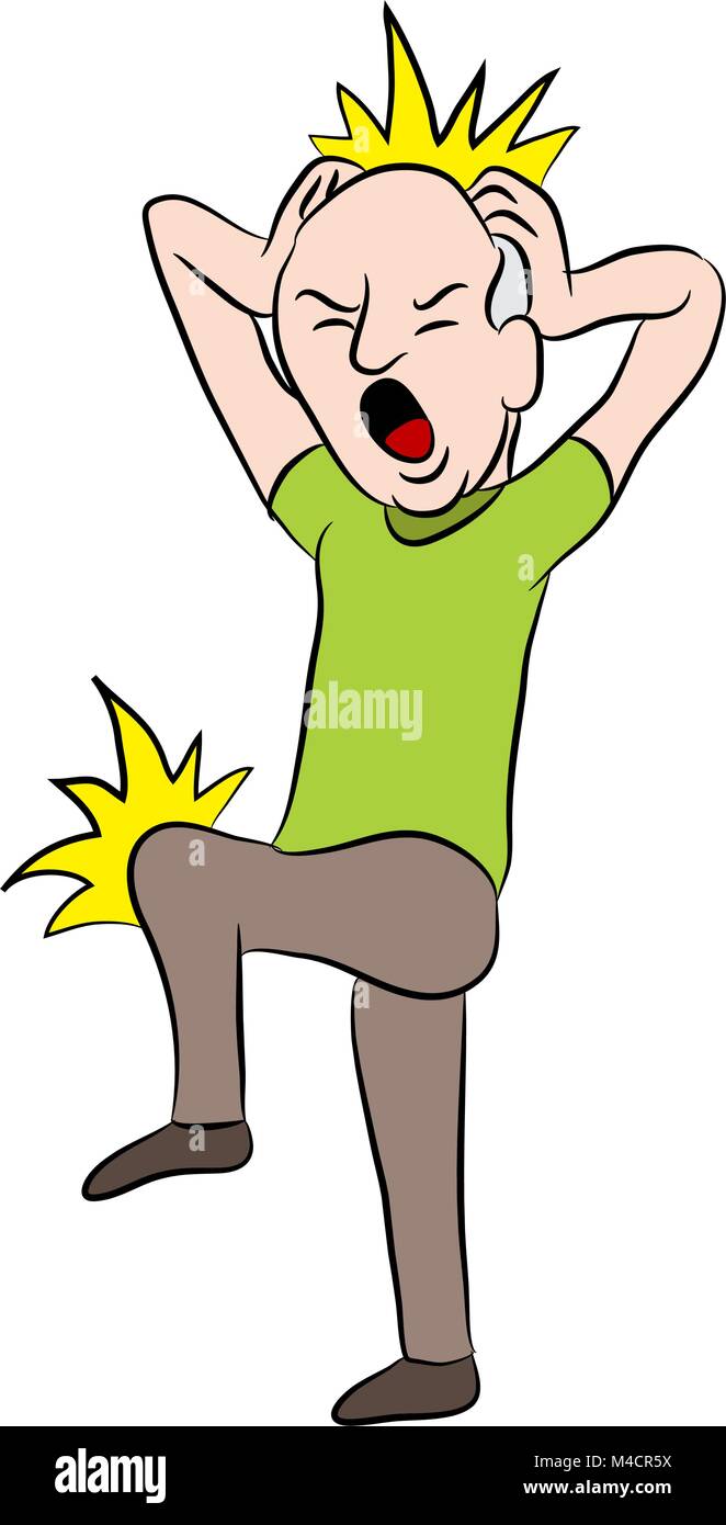 An image of a cartoon man with pain in his knee Stock Vector Image ...