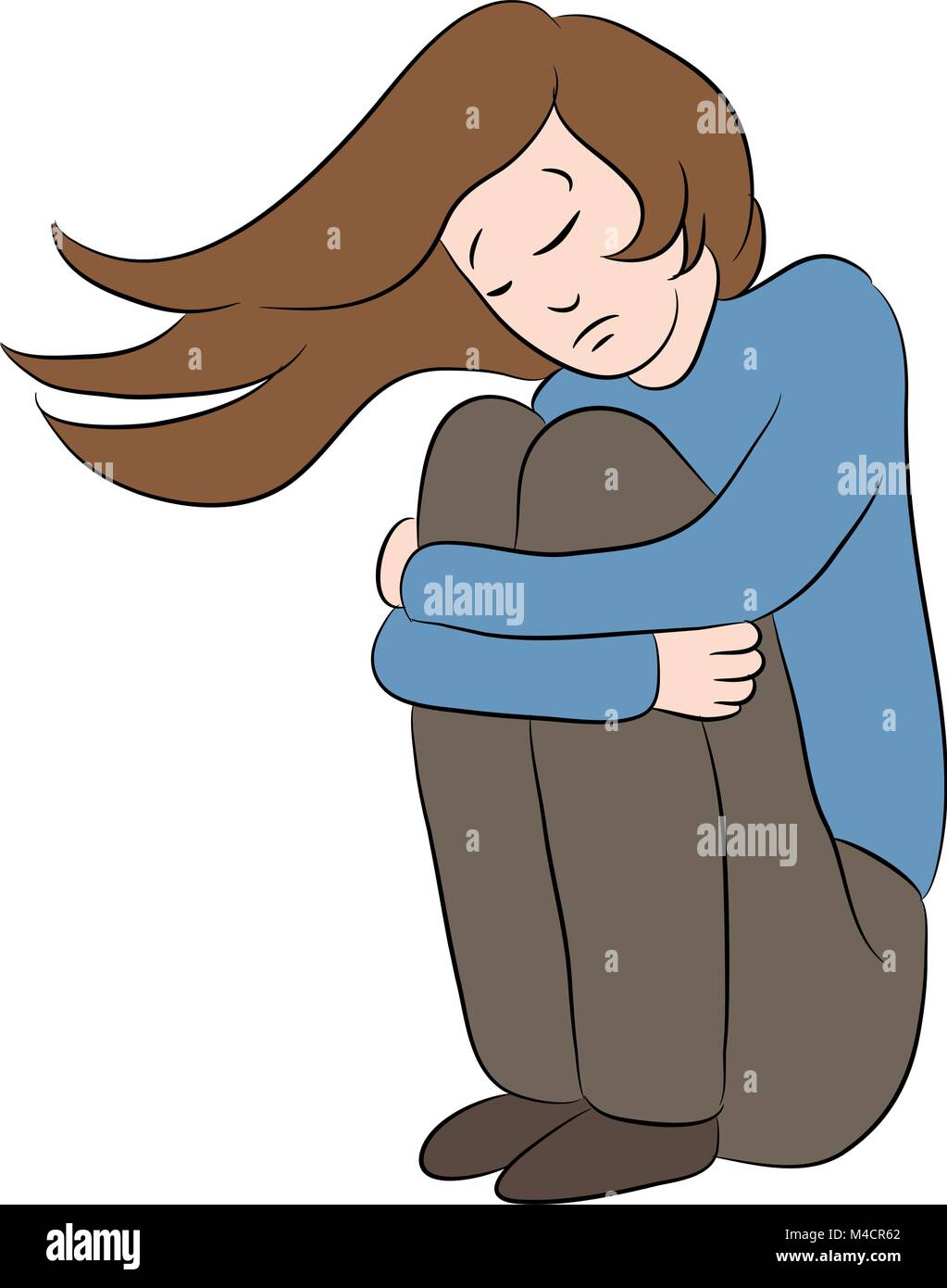 An image of a cartoon female who is depressed Stock Vector Image & Art ...