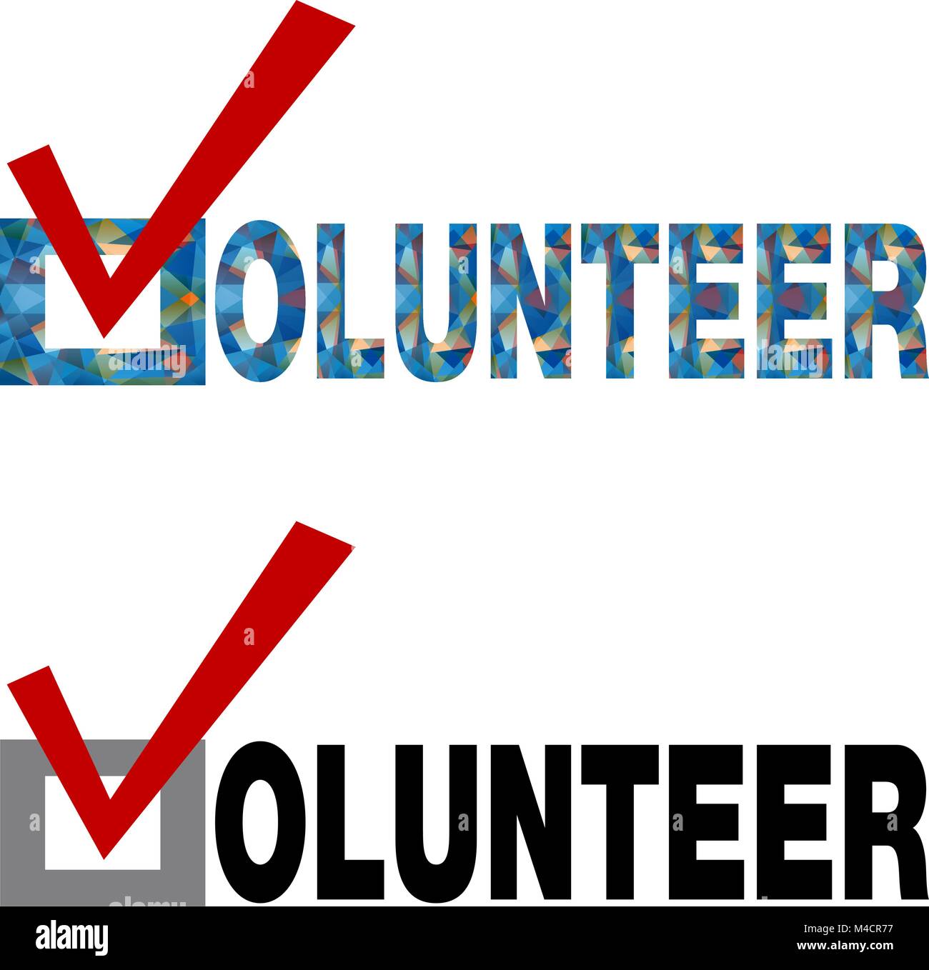 An image of volunteer text with red checkmark with box Stock Vector ...